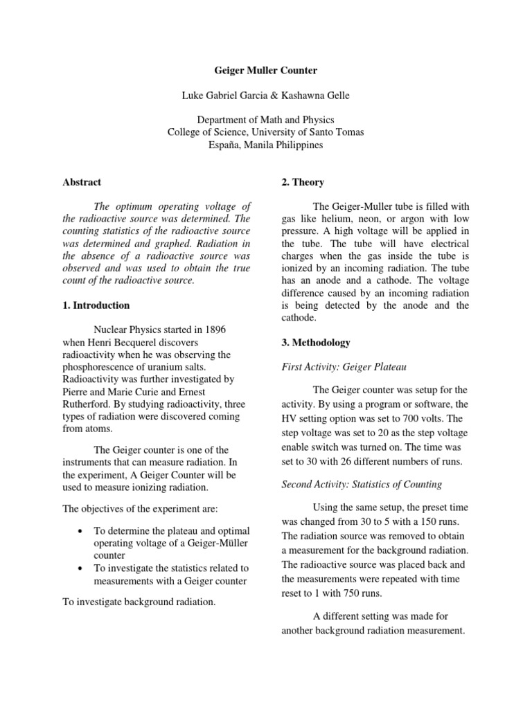 Garcia&Gelle AdLab GeigerMullerCounter | PDF | Nuclear Chemistry | Radioactivity