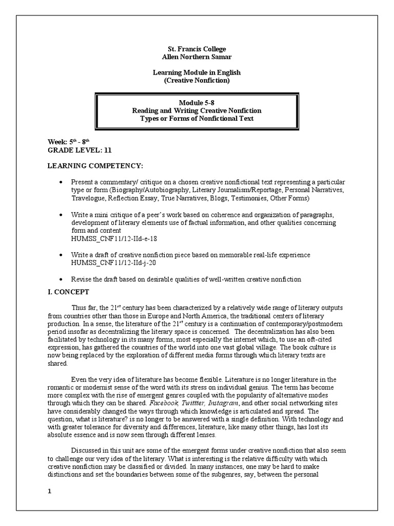 Module 5-8 | PDF | Essays | Narrative
