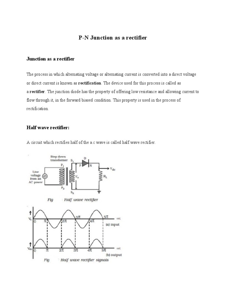 P-N Junction As A Rectifier | PDF | Rectifier | Diode