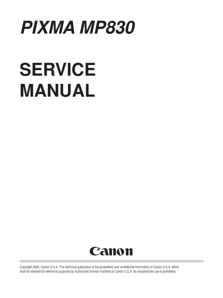 Canon PIXMA MP830 Service Manual | PDF | Printer (Computing) | Image ...