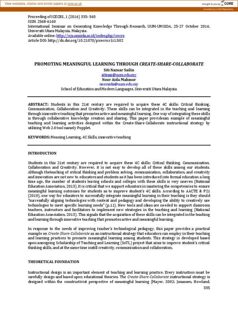 Promoting Meaningful Learning | PDF | Learning | Constructivism ...