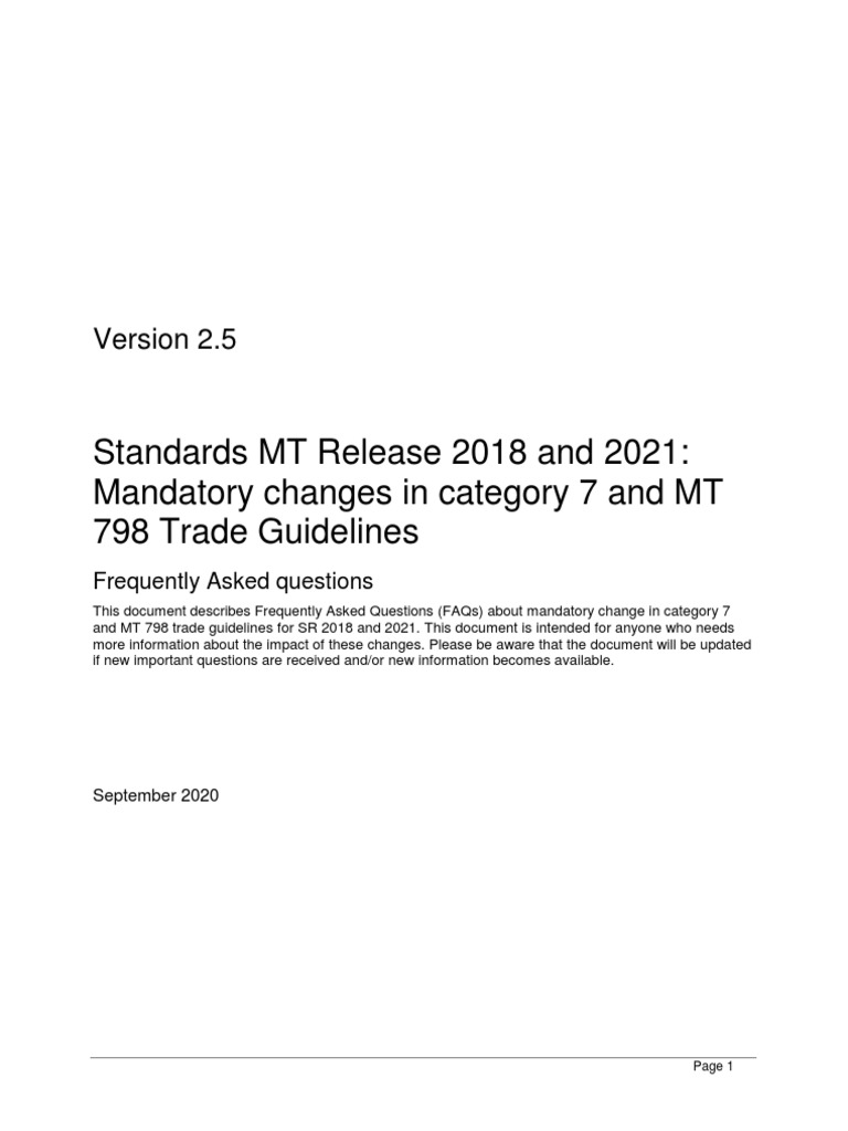 Standards MT Release 2018 and 2021: Mandatory Changes in Category 7 and ...