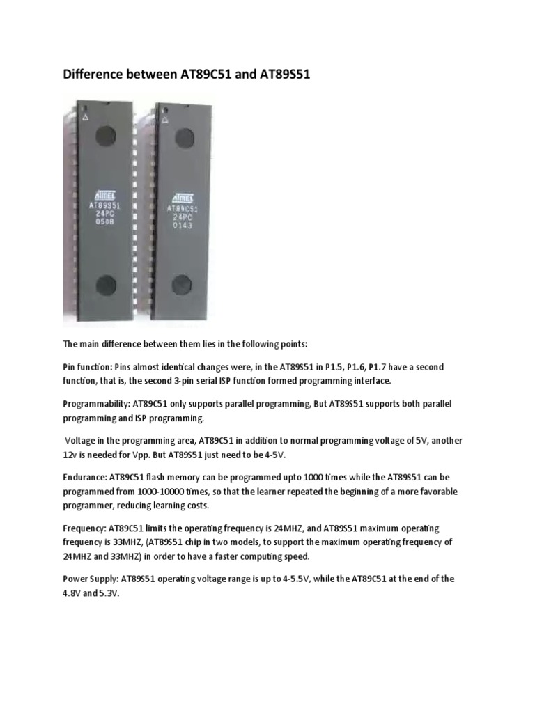 AT89C51 vs AT89S51 Comparison Guide | PDF | Network Protocols ...
