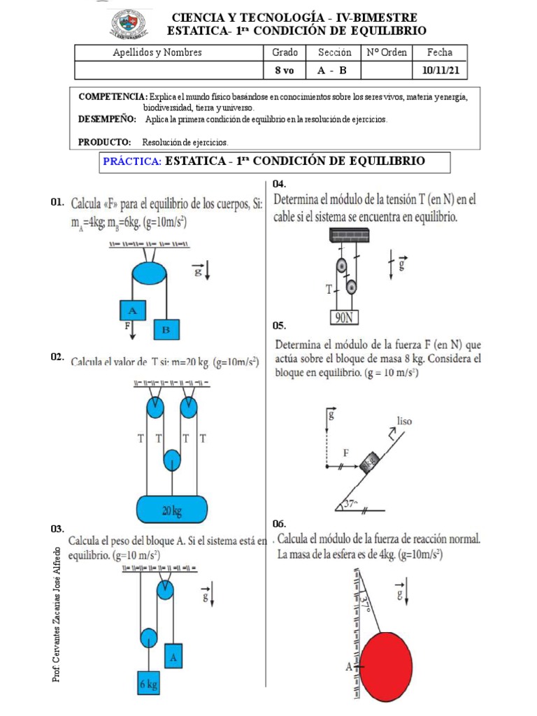 PRACTICA CALIFICADA DE ESTATICA-1ra CONDICION DE EQUILIBRIO | PDF