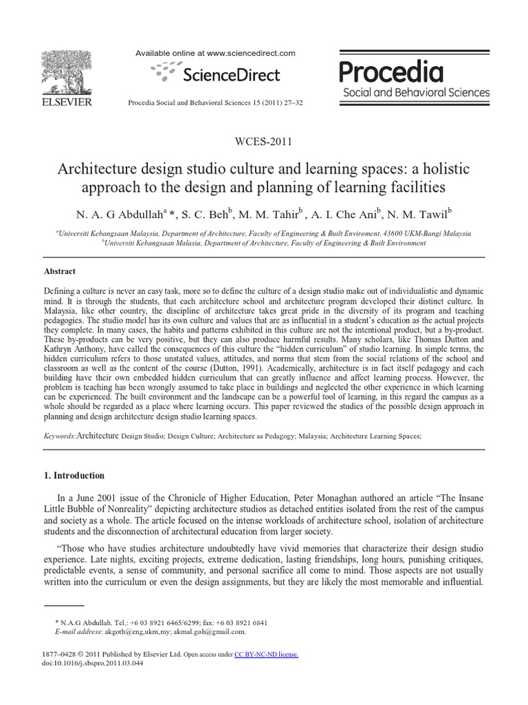 Abdullah Et Al. - 2011 - Architecture Design Studio Culture and ...