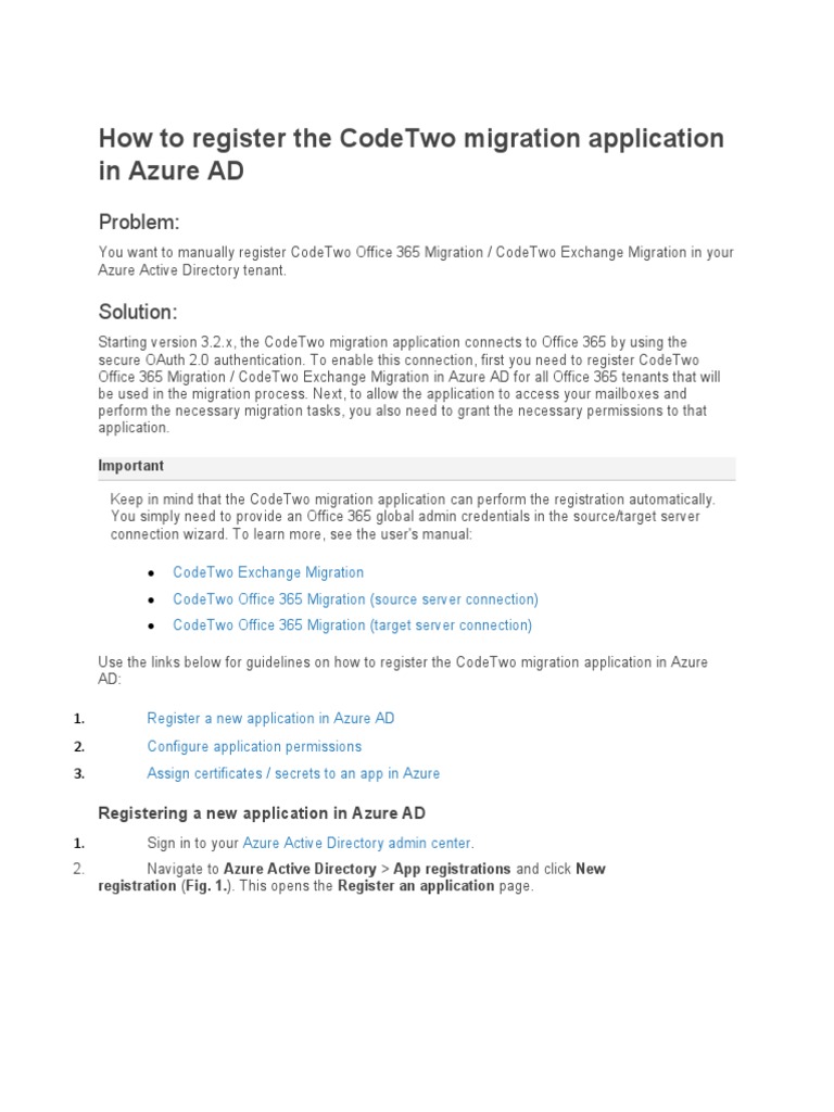 CodeTwo Register App | PDF | Active Directory | Office 365