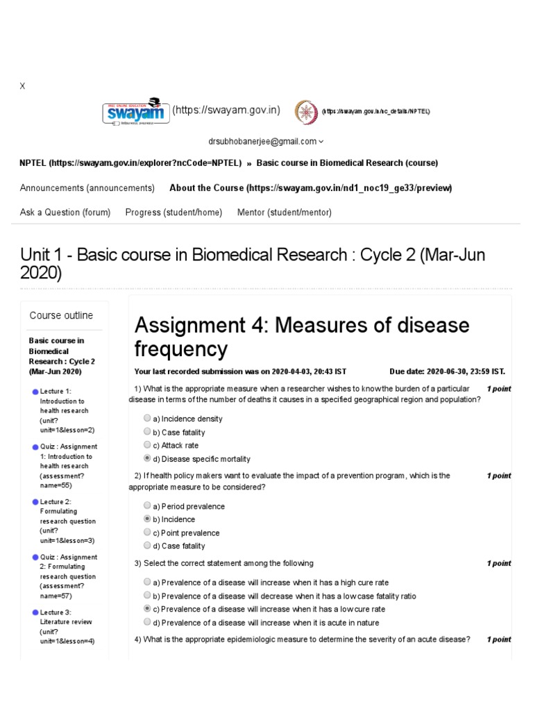 Assignment 4: Measures of Disease Frequency: Unit 1 - Basic Course in ...