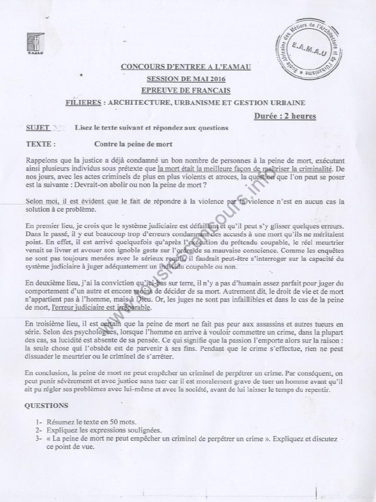 Francais Eamau 2016 | PDF