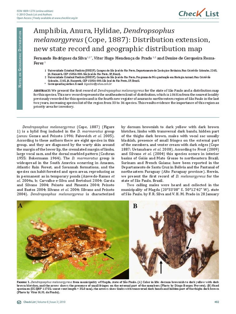 CheckList Article 18054 en 1 | PDF | Frog | Amphibian