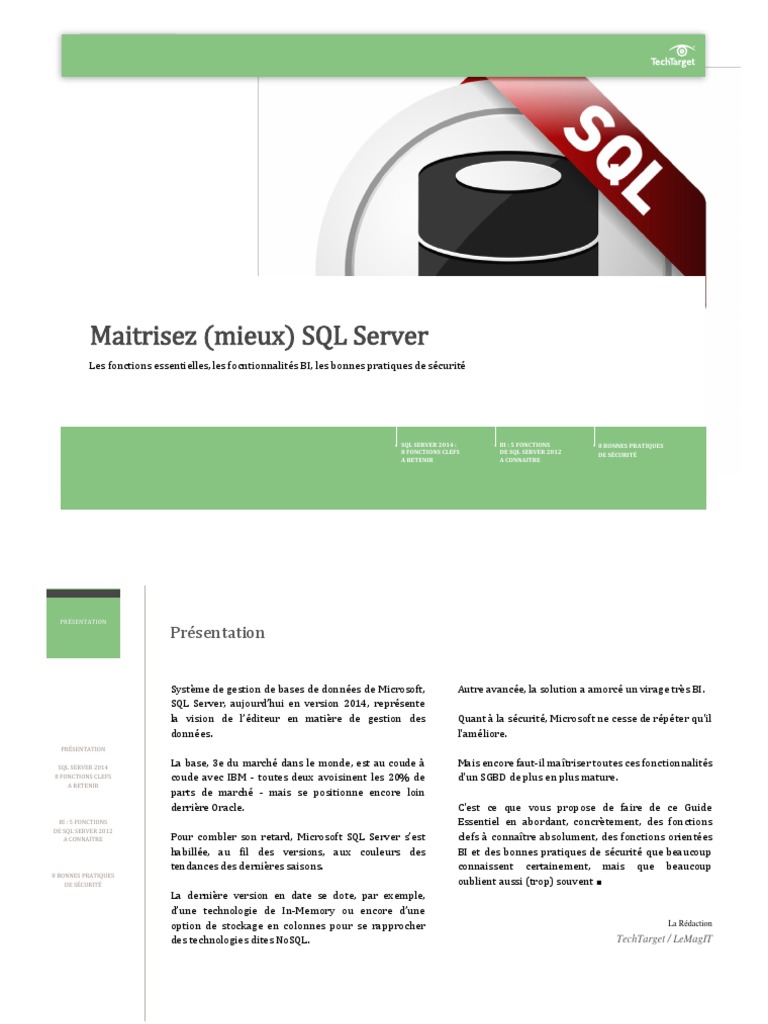 Maitrisez Mieux SQL Server.639 | PDF | Microsoft SQL Server | Bases de données