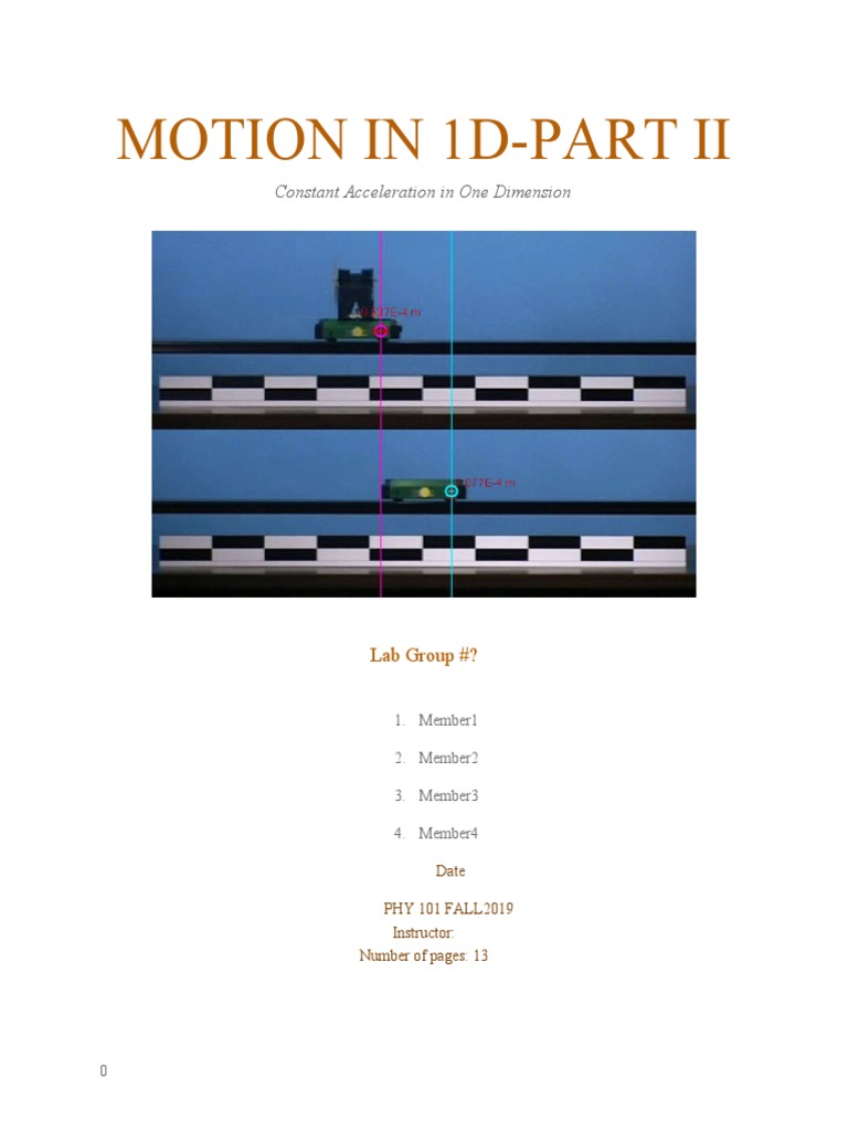 Constant Acceleration in 1D Lab Report | PDF | Acceleration | Velocity