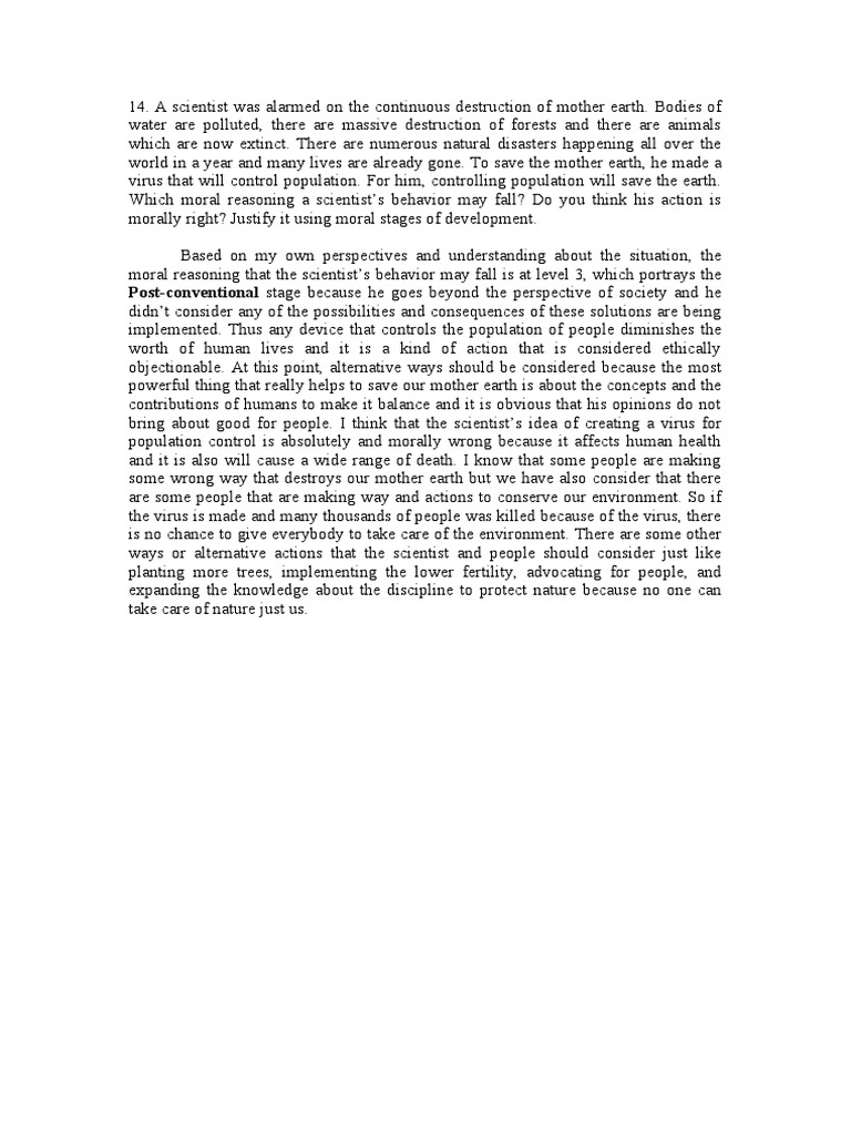 Post-Conventional Stage Because He Goes Beyond The Perspective of ...