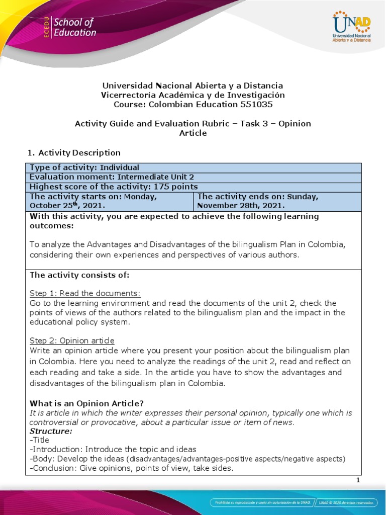 Activity Guide and Evaluation Rubric - Unit 2 - Task 3 - Article | PDF ...