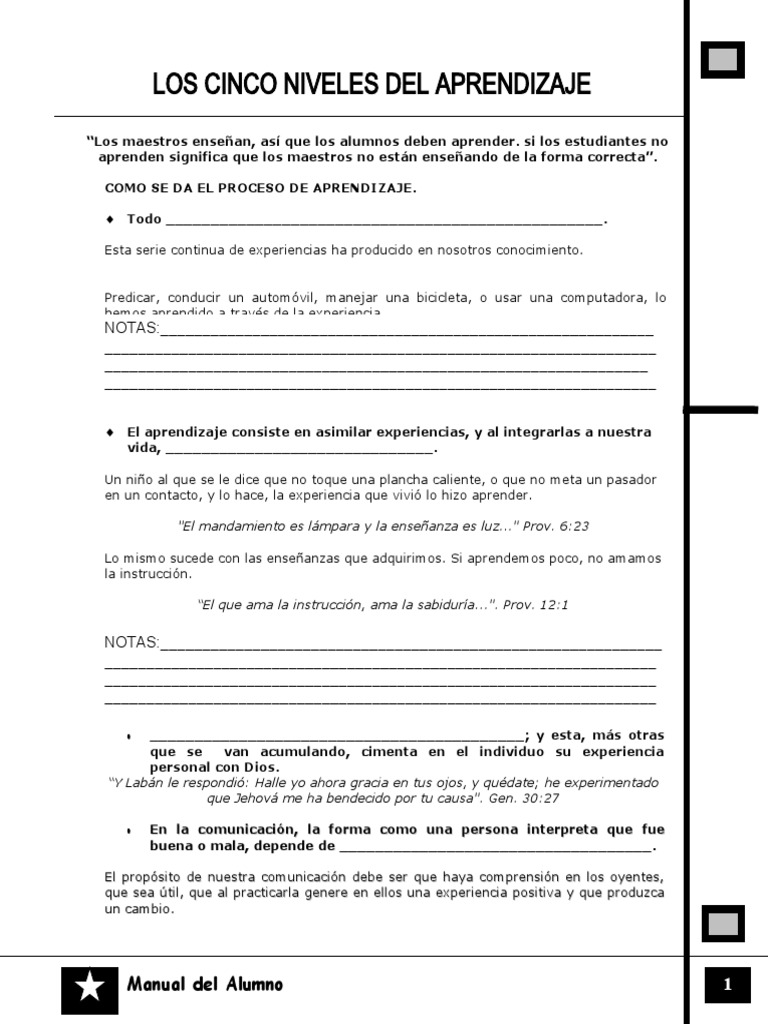Los 5 Niveles Del Aprendizaje (Alumno) | PDF | Aprendizaje