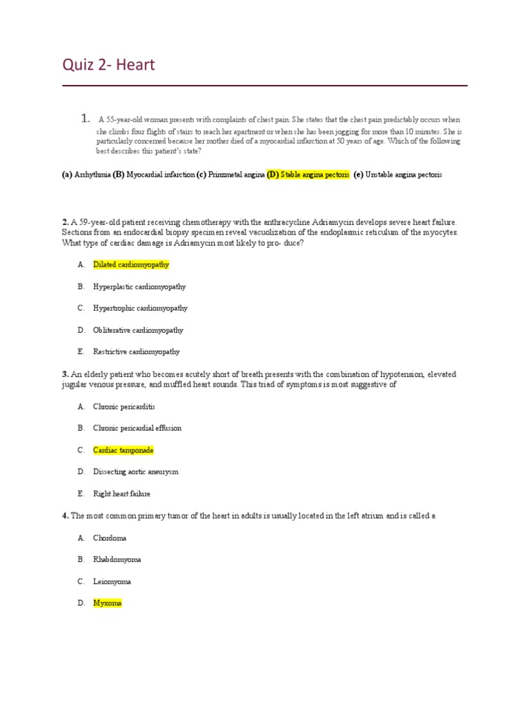 Quiz 2 | Download Free PDF | Congenital Heart Defect | Heart
