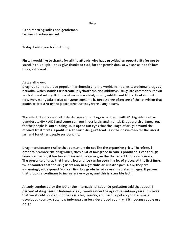 Speech About Drug | PDF | Drugs | Heroin