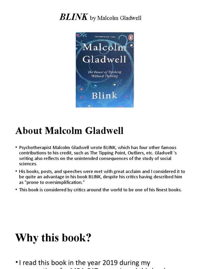 BLINK by Malcolm Gladwell | PDF