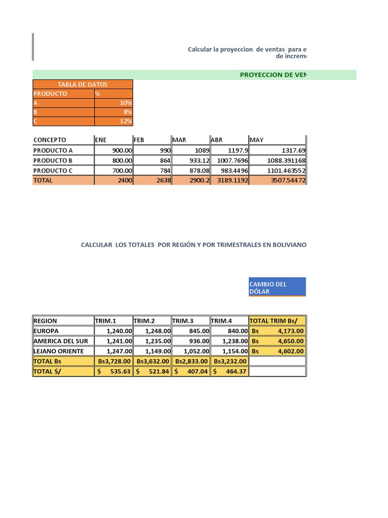 Ejercicios de Excel | PDF