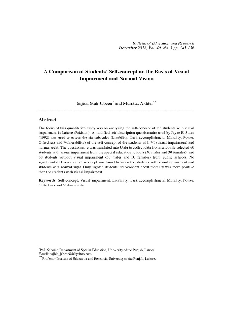 Self Concept-Visual Impairment | PDF | Self Concept | Identity (Social ...
