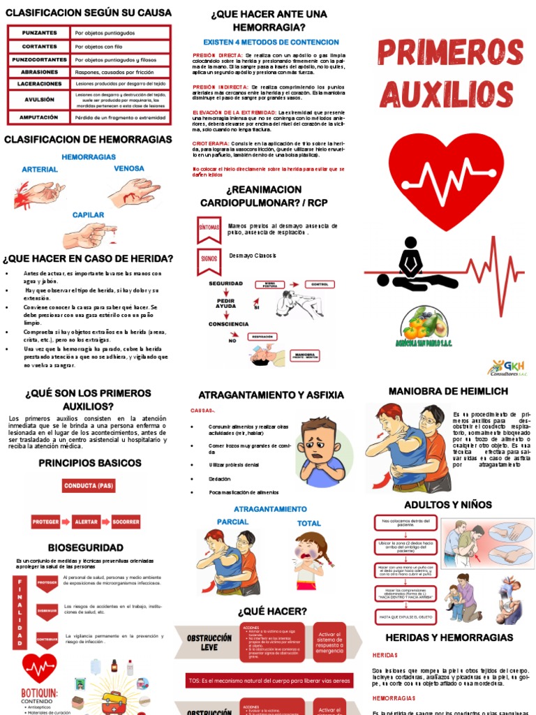 Triptico Primeros Auxilios | PDF | Primeros auxilios | Reanimación cardiopulmonar