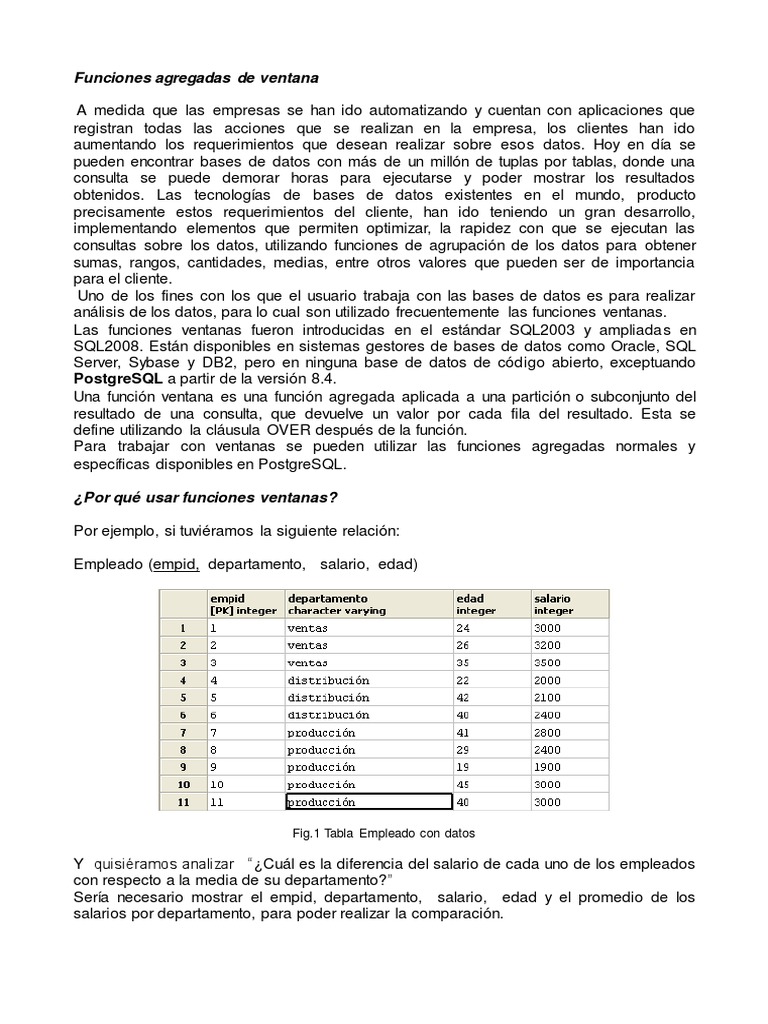 Conf 1 Funciones Agregadas de Ventana y Clausula WITH | PDF | SQL ...