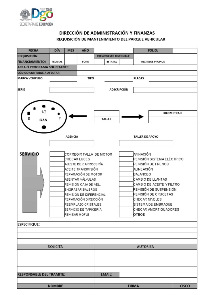 Formato Mantenimiento Parque Vehicular | PDF