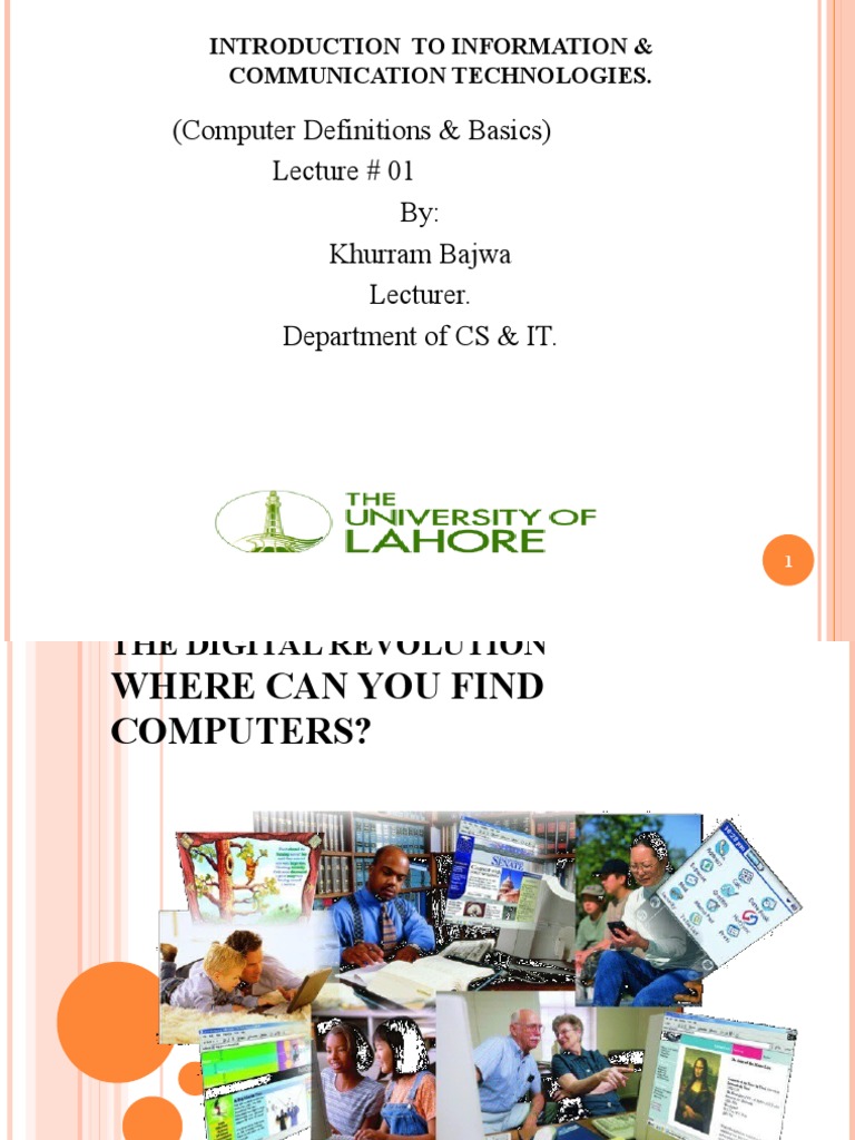 (Computer Definitions & Basics) Lecture # 01 By: Khurram Bajwa Lecturer ...
