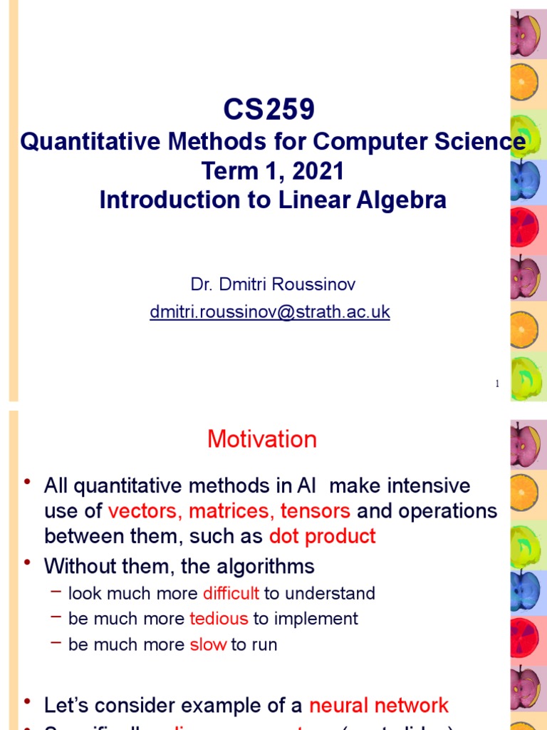 Quantitative Methods For Computer Science Term 1, 2021 Introduction To ...