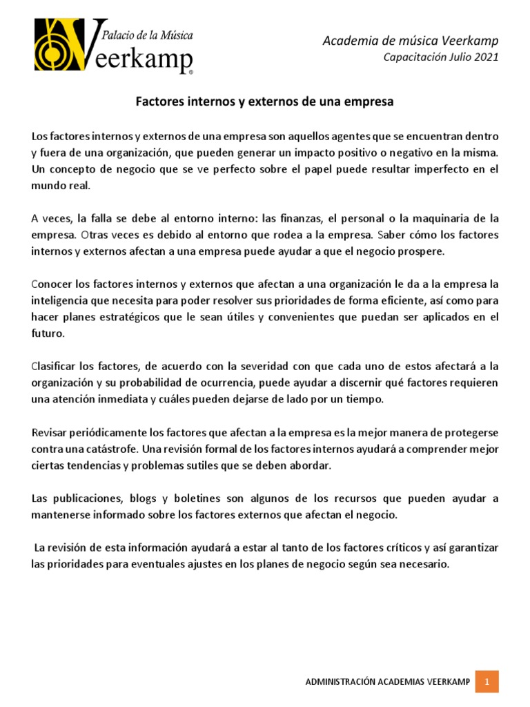 02 Factores Internos y Externos de Una Empresa | PDF | Inflación ...