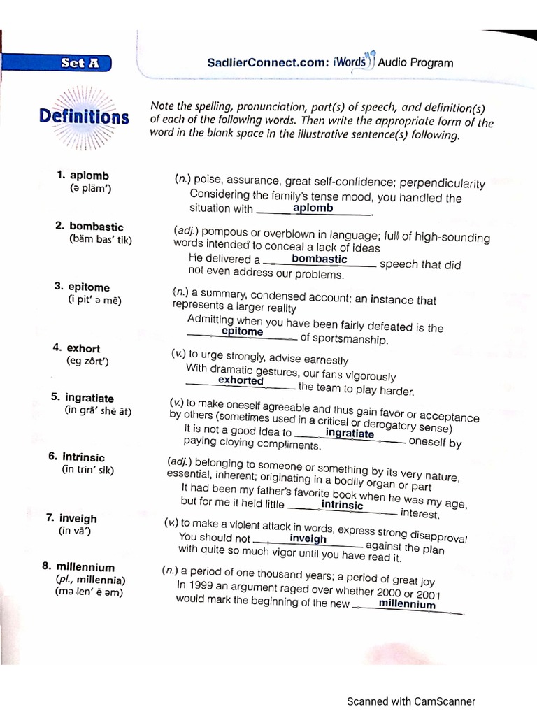 Vocabulary Unit 2 | PDF