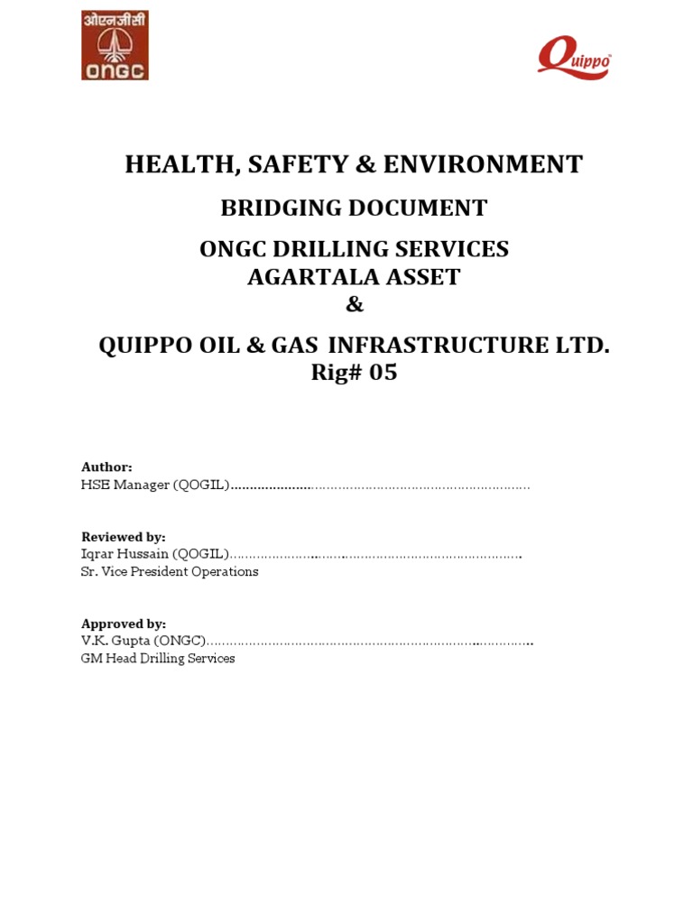 Hse Bridging Document Ongc Amp Quippocleaned 1 | PDF | Occupational ...