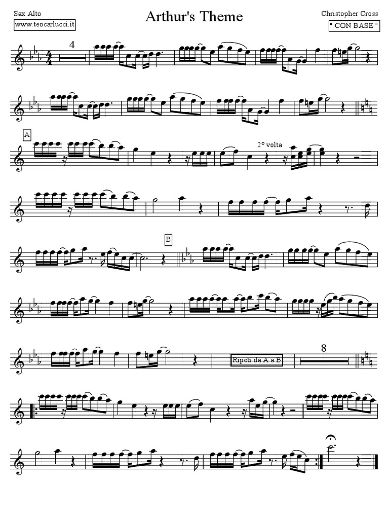 Arthur's Theme - Sax Alto (Base Mib) | PDF
