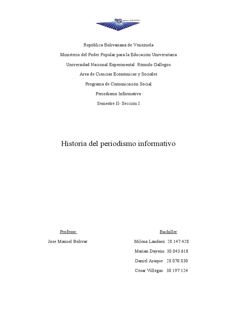 Periodismo Informativo en Venezuela y El Mundo | PDF | Imprenta ...