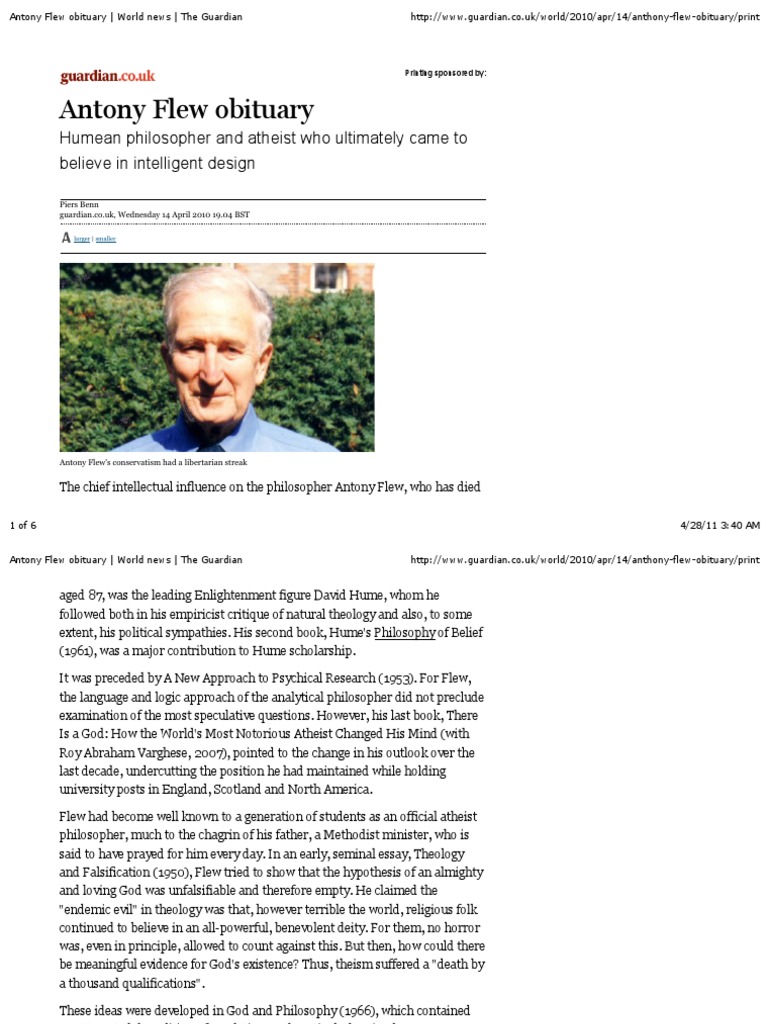 Antony Flew Obituary - World News - The Guardian | PDF | David Hume | God