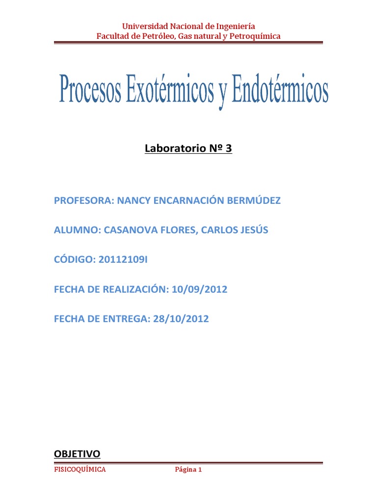Lab. Proceso Exotérmicos y Endotérmicos | PDF | Calor | Temperatura