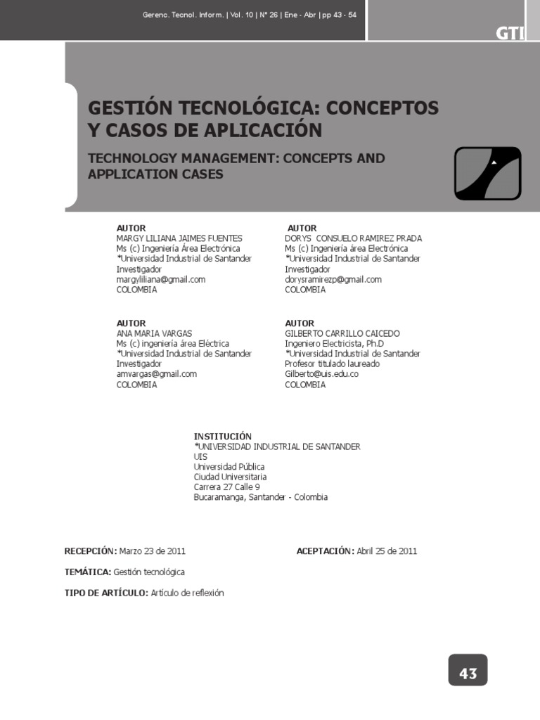 Gestión Tecnológica: Conceptos Clave | PDF | Innovación | Planificación