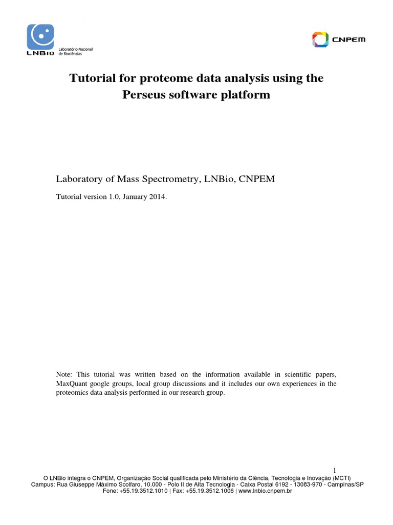 Tutorial For Proteome Data Analysis Using The Perseus Software Platform ...