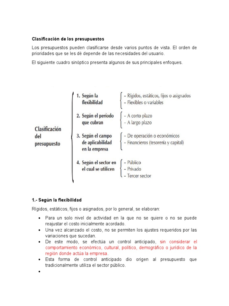 Clasificación de Los Presupuestos | PDF | Presupuesto | Economias