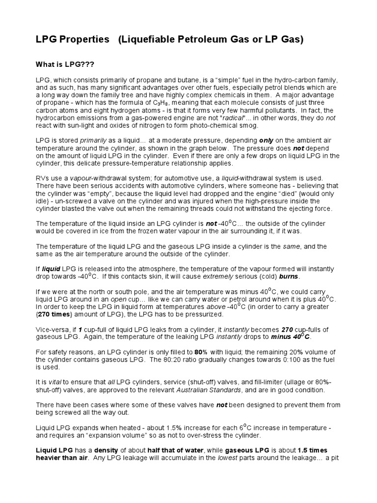 LPG Properties (Liquefiable Petroleum Gas or LP Gas) | PDF | Liquefied ...