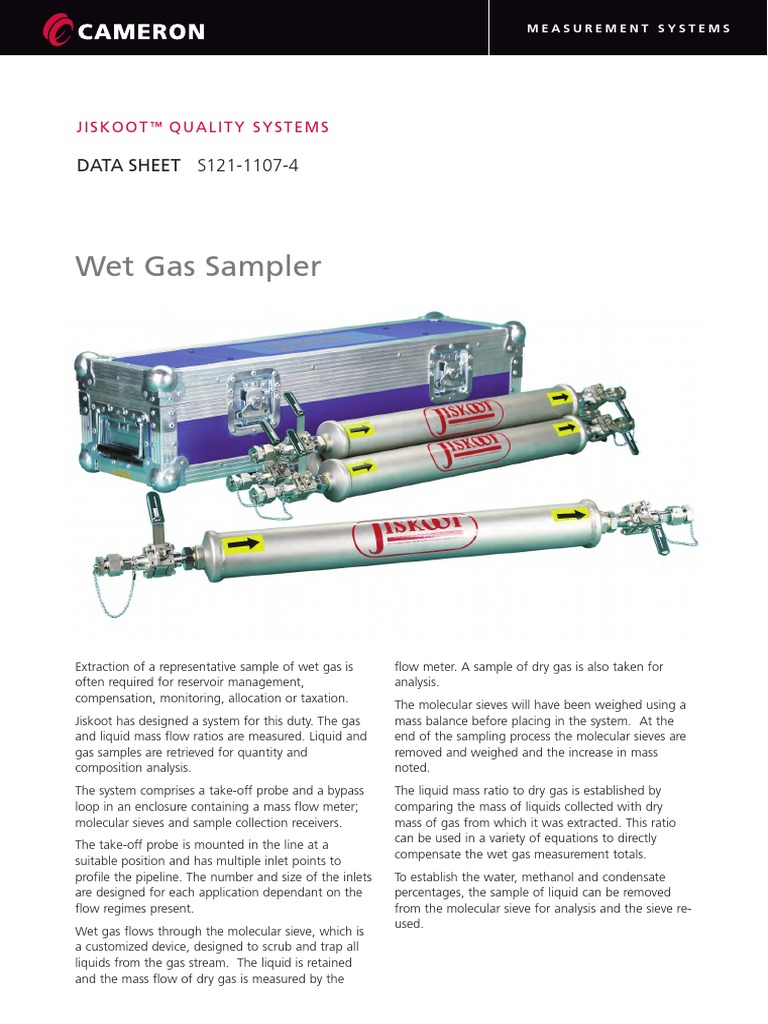 Wet Gas Sampler: DATA SHEET S121-1107-4 | PDF | Gases | Flow Measurement