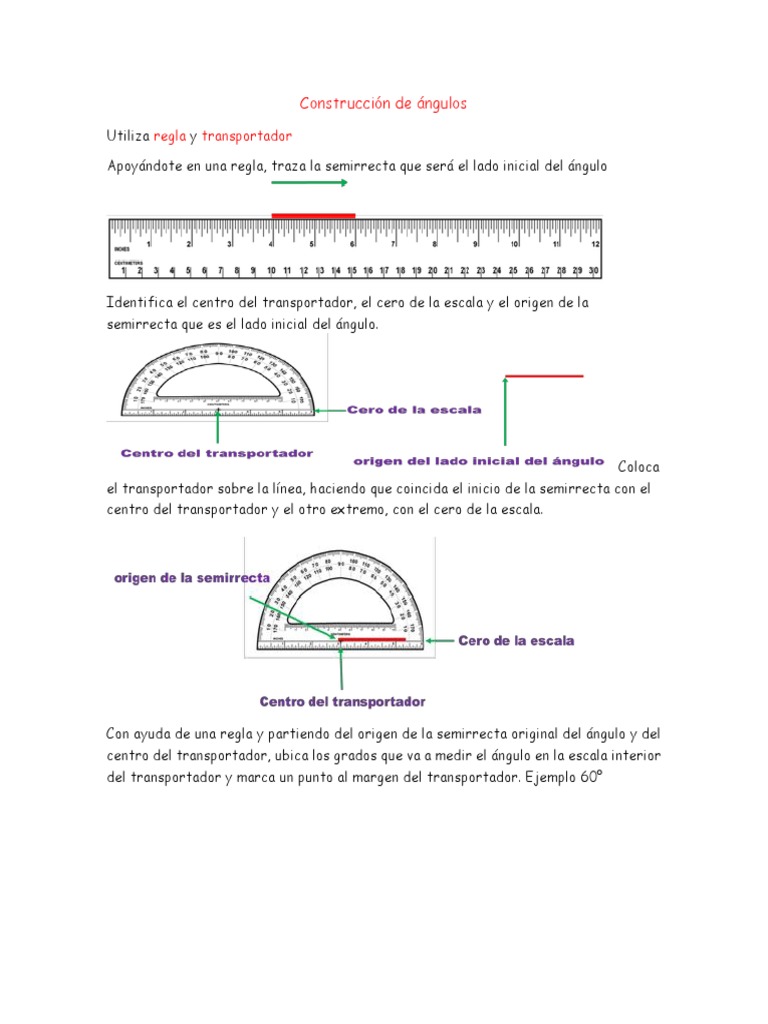 Construcción de Ángulos con Transportador | PDF