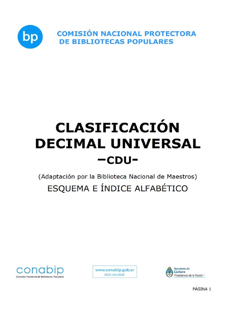 CDU (Clasificacion Decimal Universal) | PDF