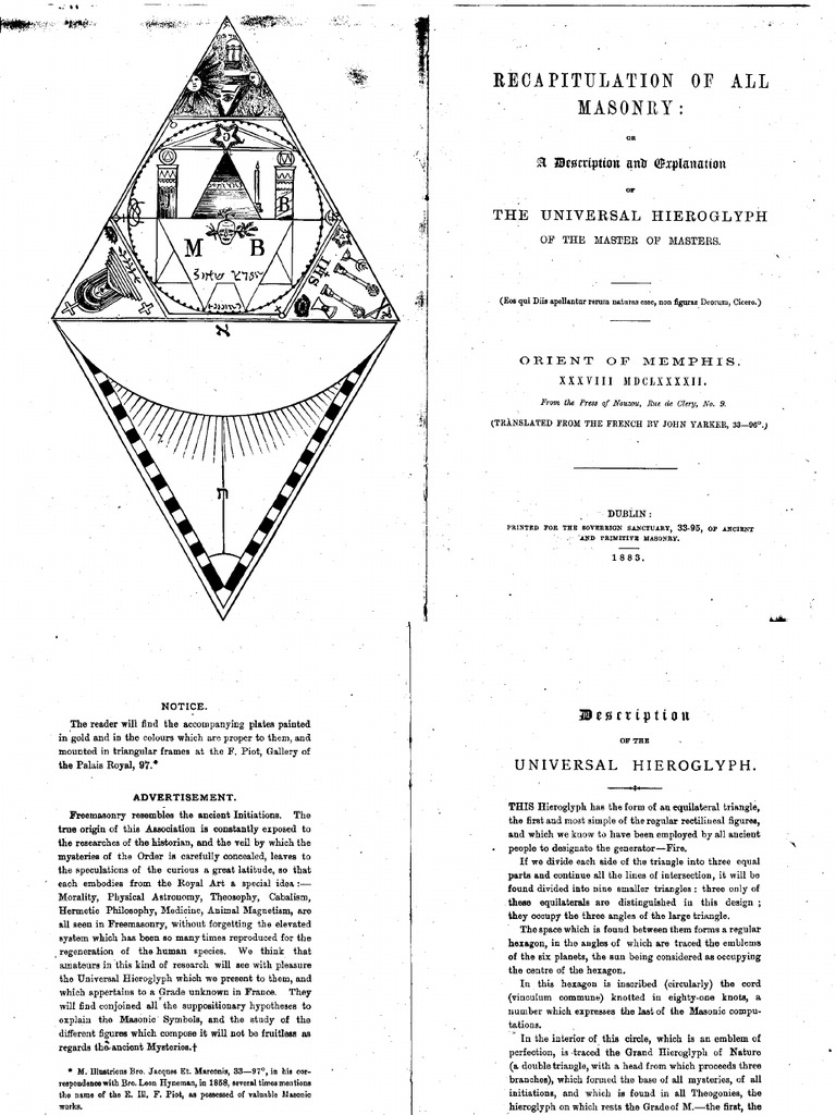 The Universal Hieroglyph - Ancient & Primitive Rite | PDF