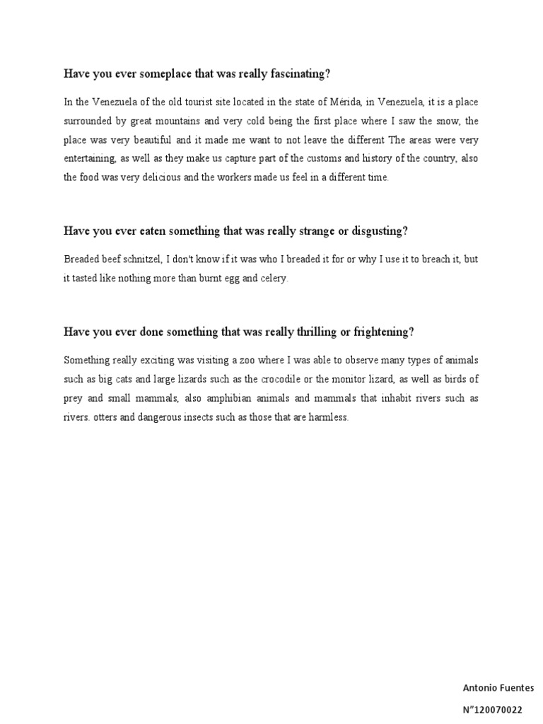 Describe An Interesting Experience | PDF