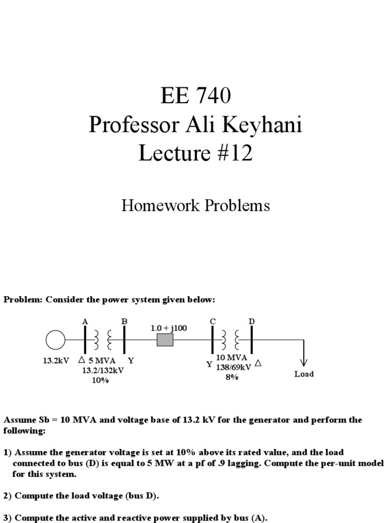 EE 740 Professor Ali Keyhani Lecture #12: Homework Problems | PDF ...