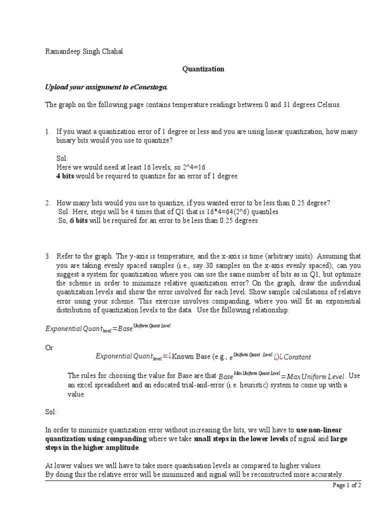 Quantization of Temperature Readings Between 0 and 31 Degrees Celsius ...