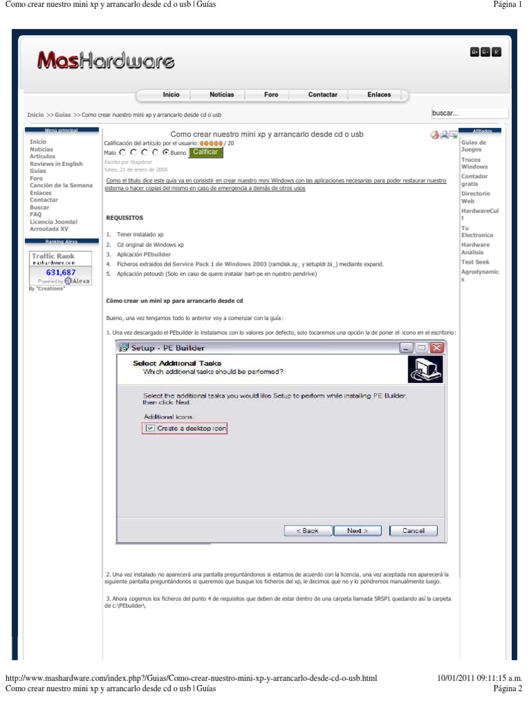 Crear Nuestro Mini XP y Arrancarlo Desde CD o Usb - Guías | PDF ...