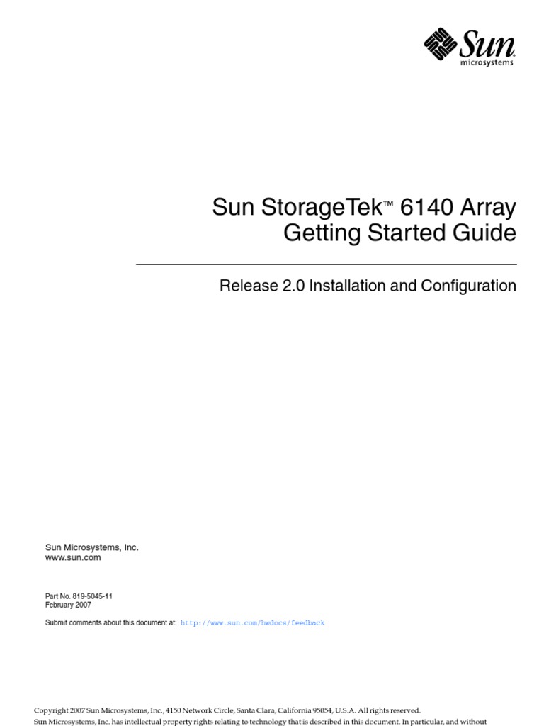 Sun STK 6140 Getting Started Guide Install Config Release 2.0 819-5045 ...