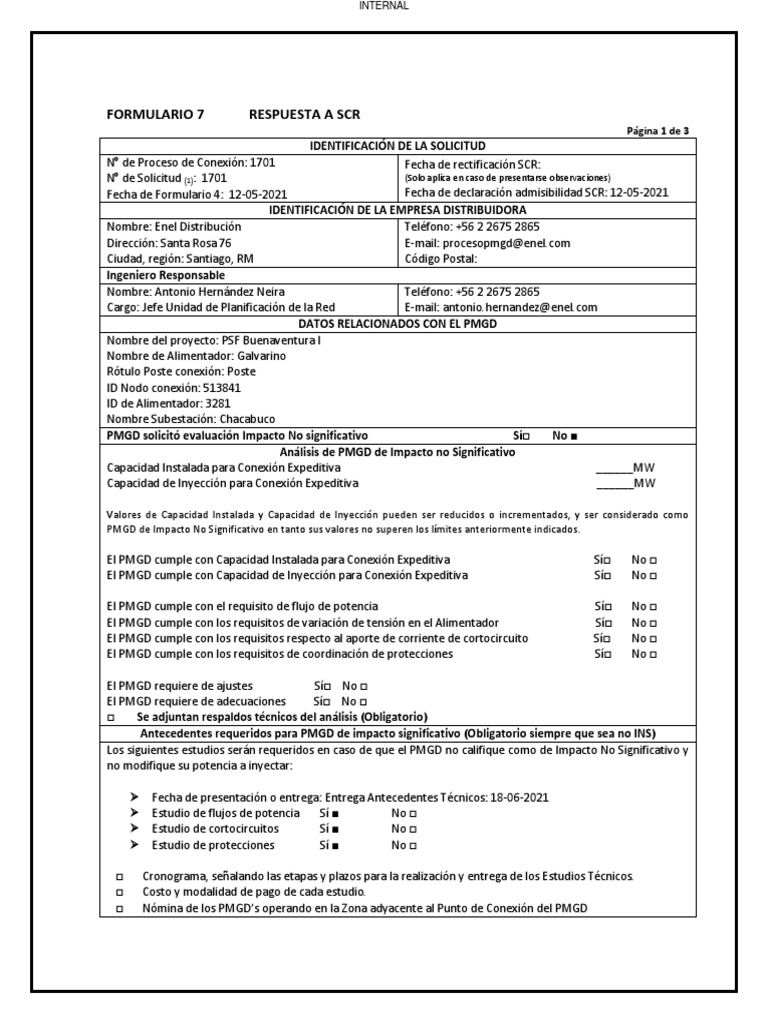 Formulario 7 Respuesta A SCR: Página 1 de 3 | PDF | Transformador ...