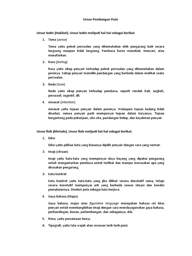 Unsur Pembangun dalam Puisi | PDF